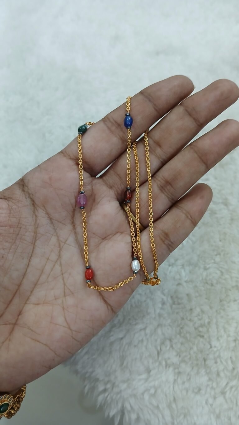 Simple navarathna chain with kattu theega - Nandhana Collections